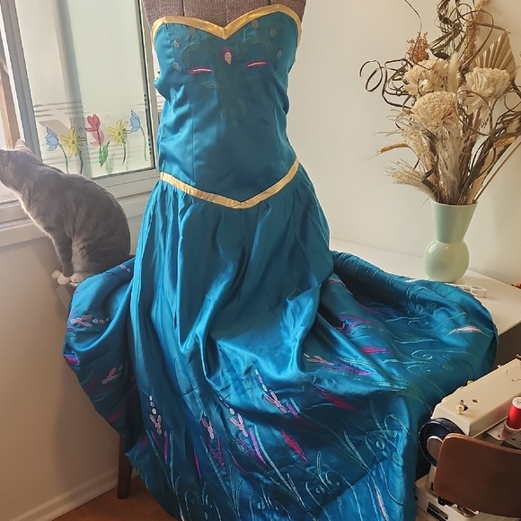 no brand | Dresses | Frozen Anna Teal Strapless Gown With Gold Trim ...